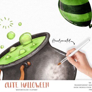 Halloween Watercolor Clipart, PNG Halloween Graphics for Commercial Use ...