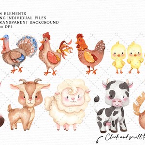 Baby Farm Animals Watercolor Clipart for Commercial Use Farm - Etsy