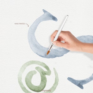 Watercolor Alphabet Clipart, Sage Green and Dust Blue Designs for Baby ...