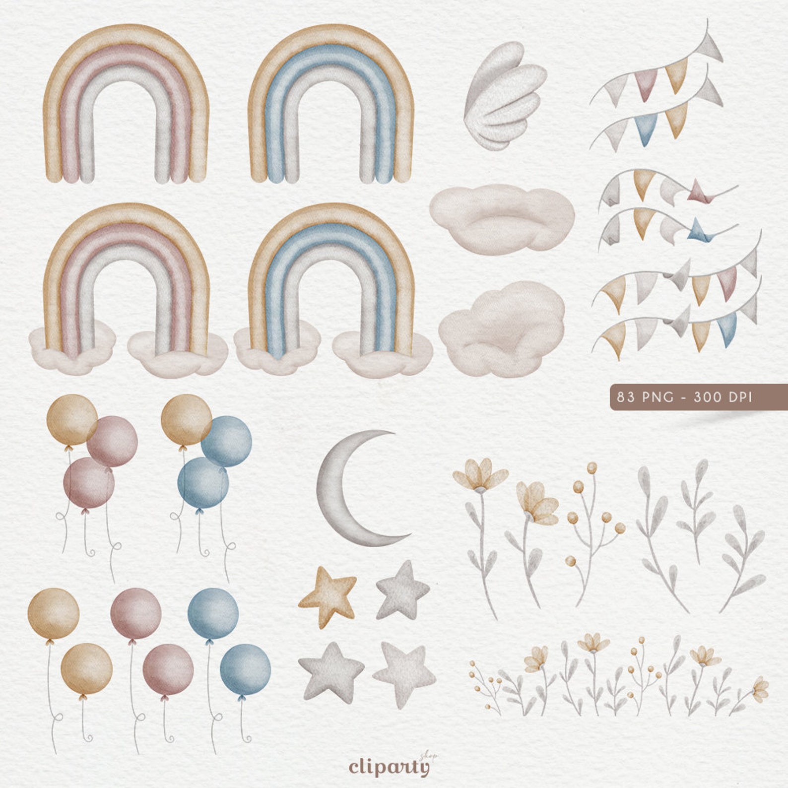Baby Dreaming Watercolor Clipart for Commercial Use, Cute Sleeping ...
