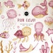 Pink Sea Animals Clipart, Sea Animals Watercolor Clipart, Watercolor ...