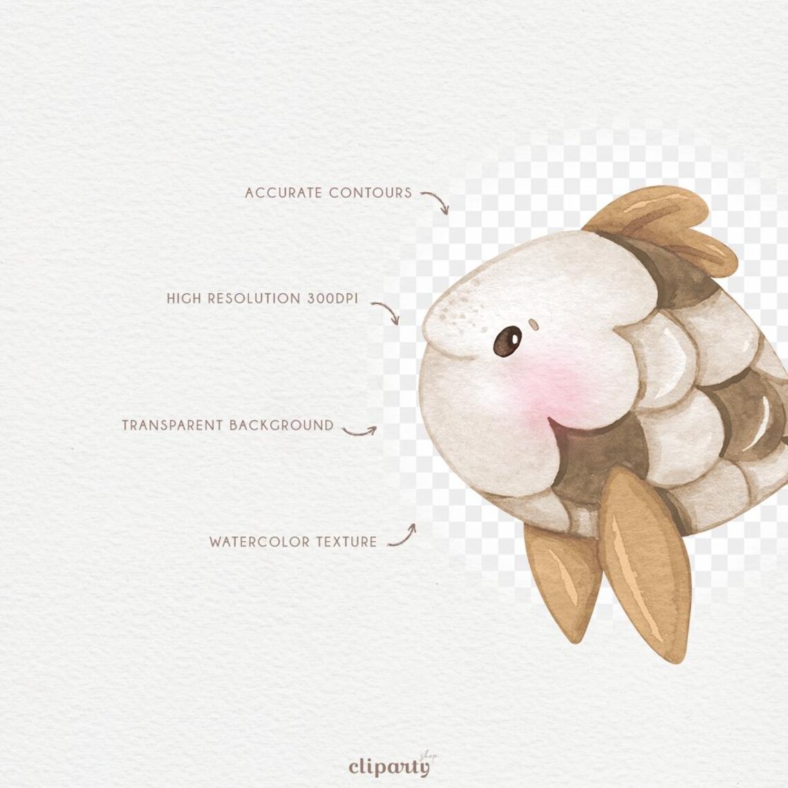 Ocean Animals Watercolor Clipart, Neutral Color Sea Animals, Beige ...