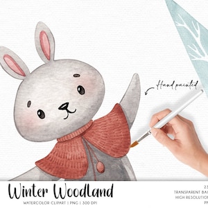 Winter Woodland Animals Clipart Christmas Woodland Nursery - Etsy