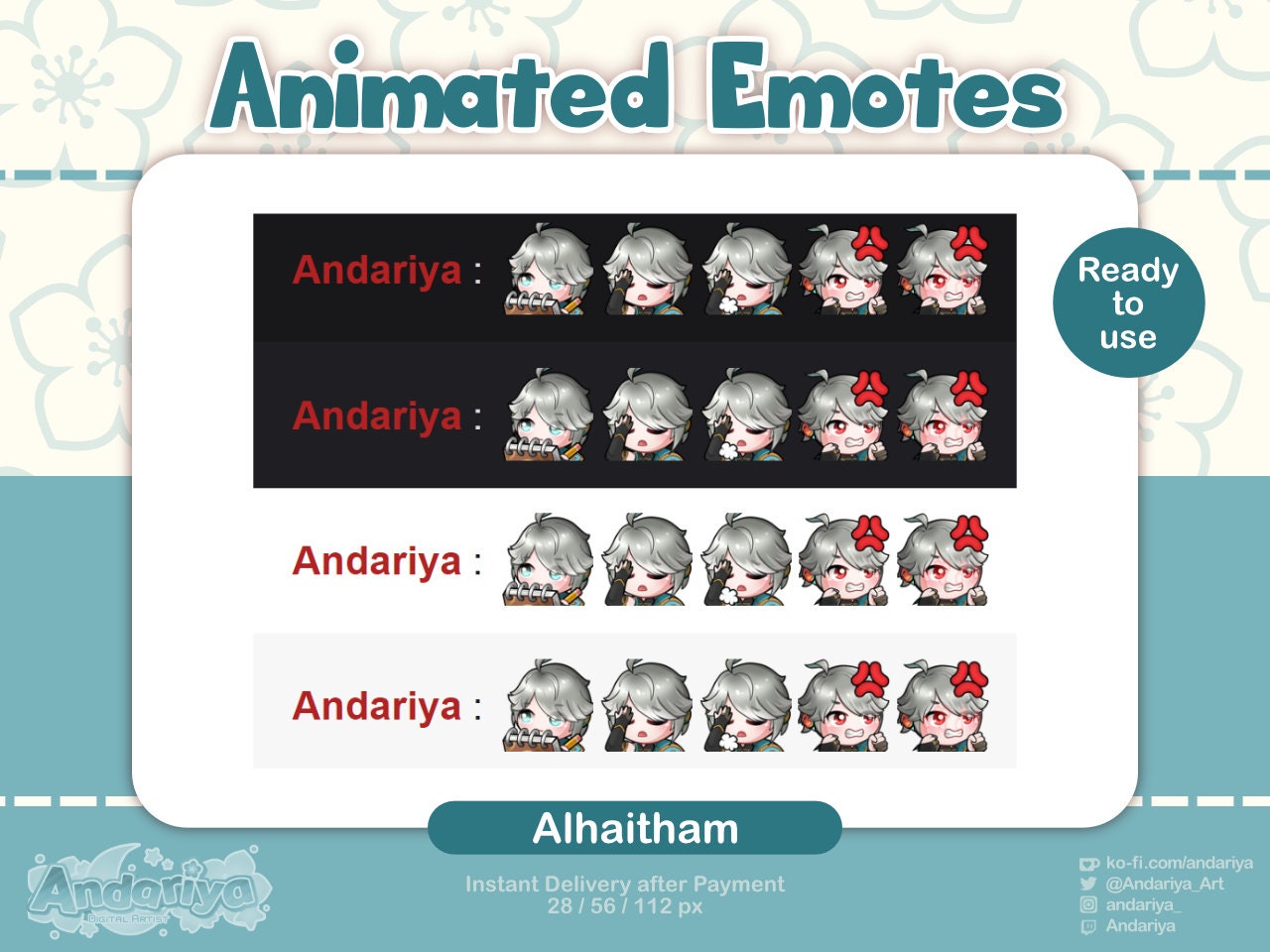 ANIMATED // Alhaitham, Genshin Impact Emotes // 3x Twitch & Discord ...
