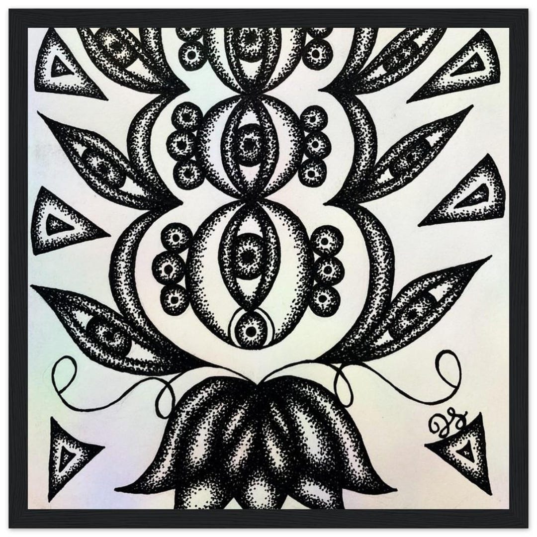 Lotus Flower Eyes Original Fine Art Print, Stipple, Dots, Esoteric ...
