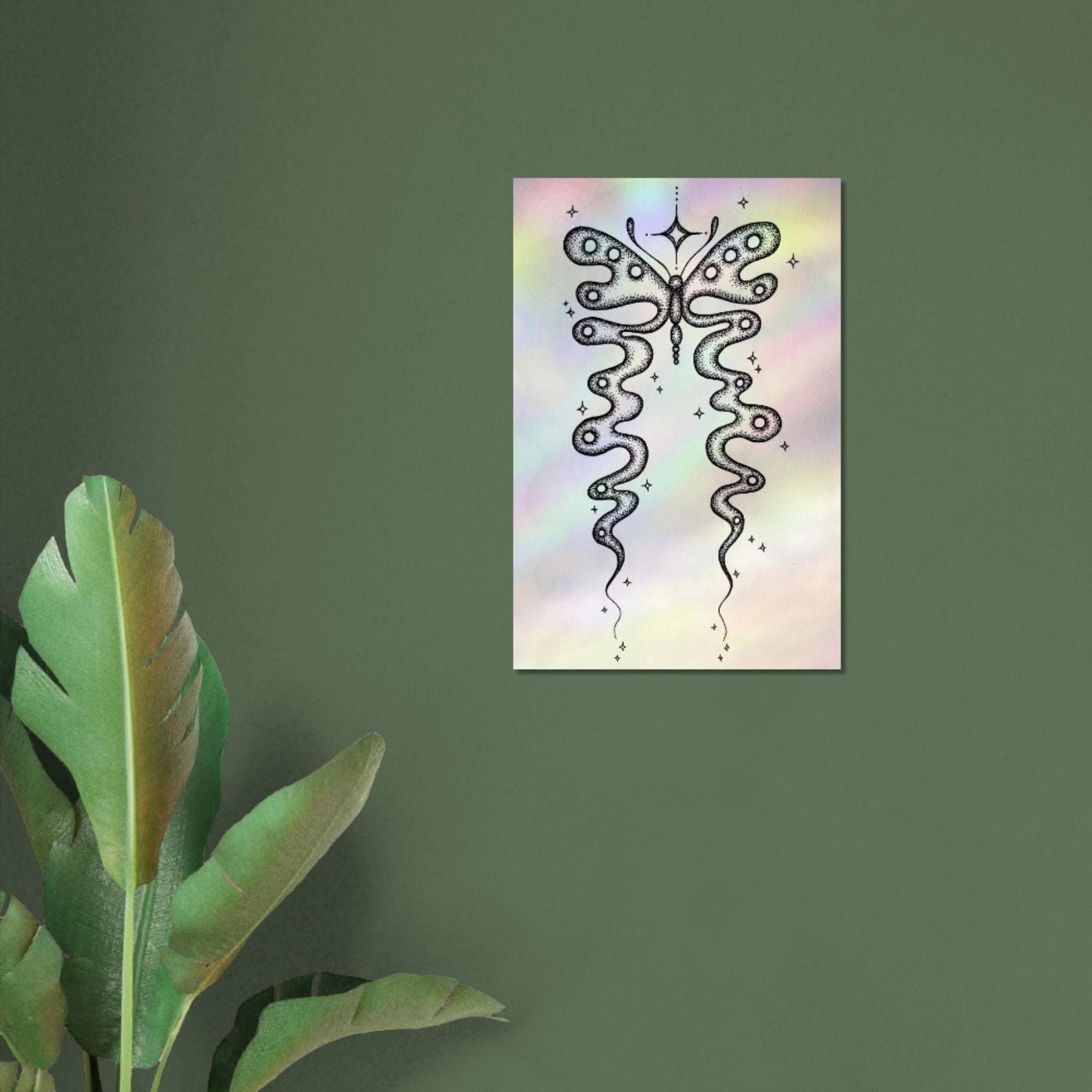 Rainbow Moth Butterfly Poster Fine Art Print, Stipple, Dots, Mystic ...