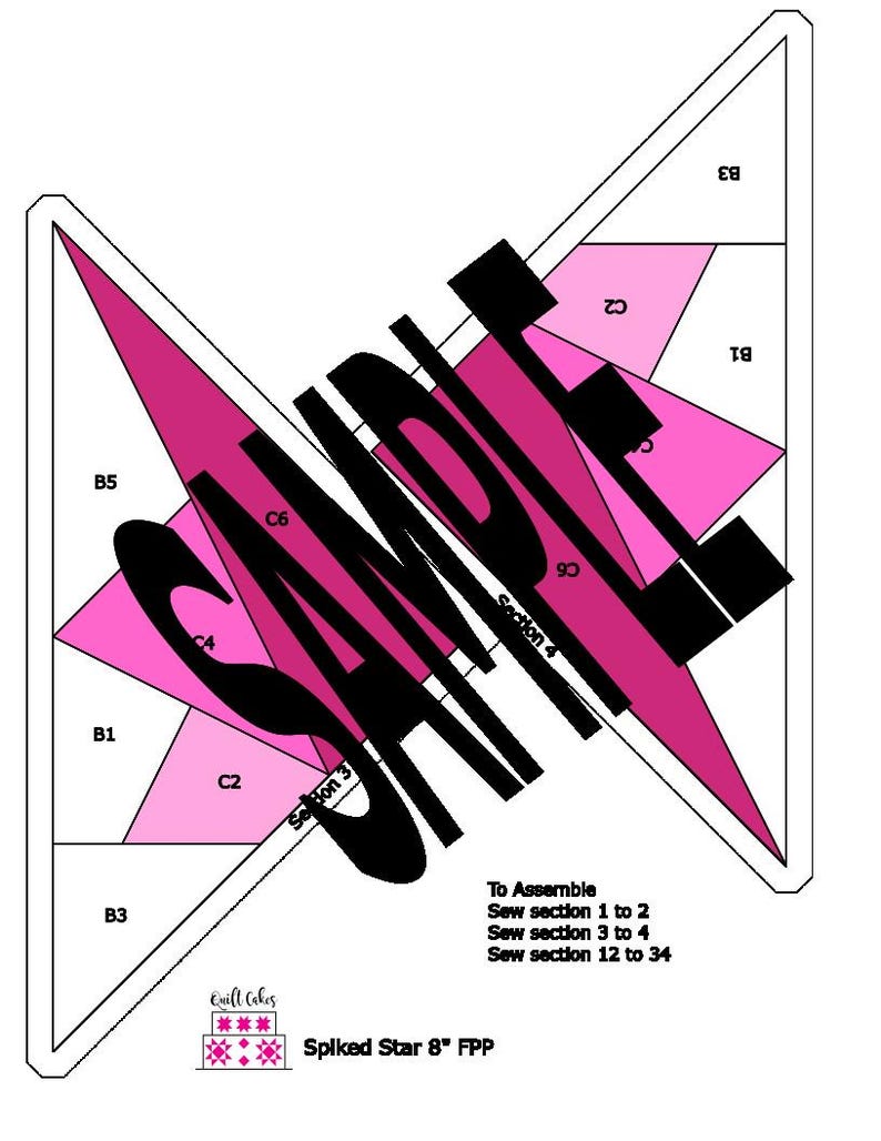 Spiked Star FPP Quilt Block, PDF Pattern - Etsy