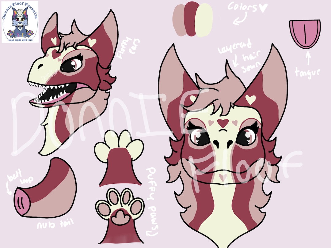 Pink Heart Dino Mask Fursuit Artistic Liberty Commission - Etsy