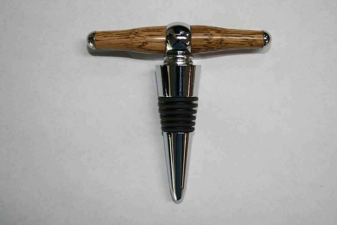 T Handle Corkscrew Kit with Bottle Stopper in a Wine Barrel Wood From ...