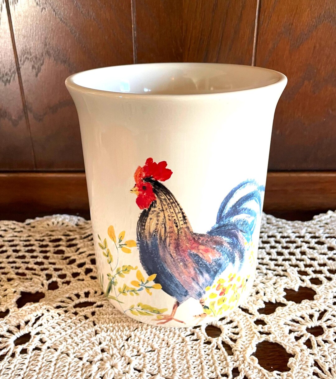 Paula Deen Garden Rooster Stoneware Tool Crock - Etsy