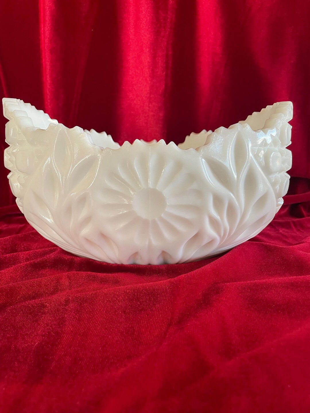 Vintage John E. Kemple Milk Glass Bowl Sunburst Pattern - Etsy