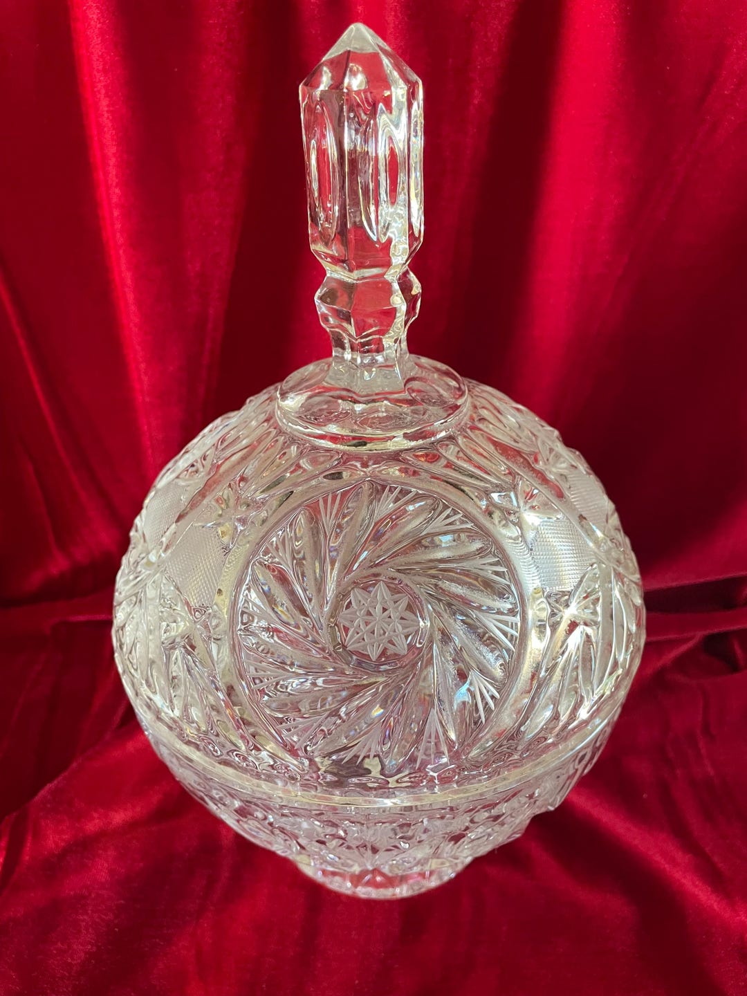 VTG MCM Polonia Round 24% Pho Lead Crystal Star Pinwheel 11" Candy Dish ...
