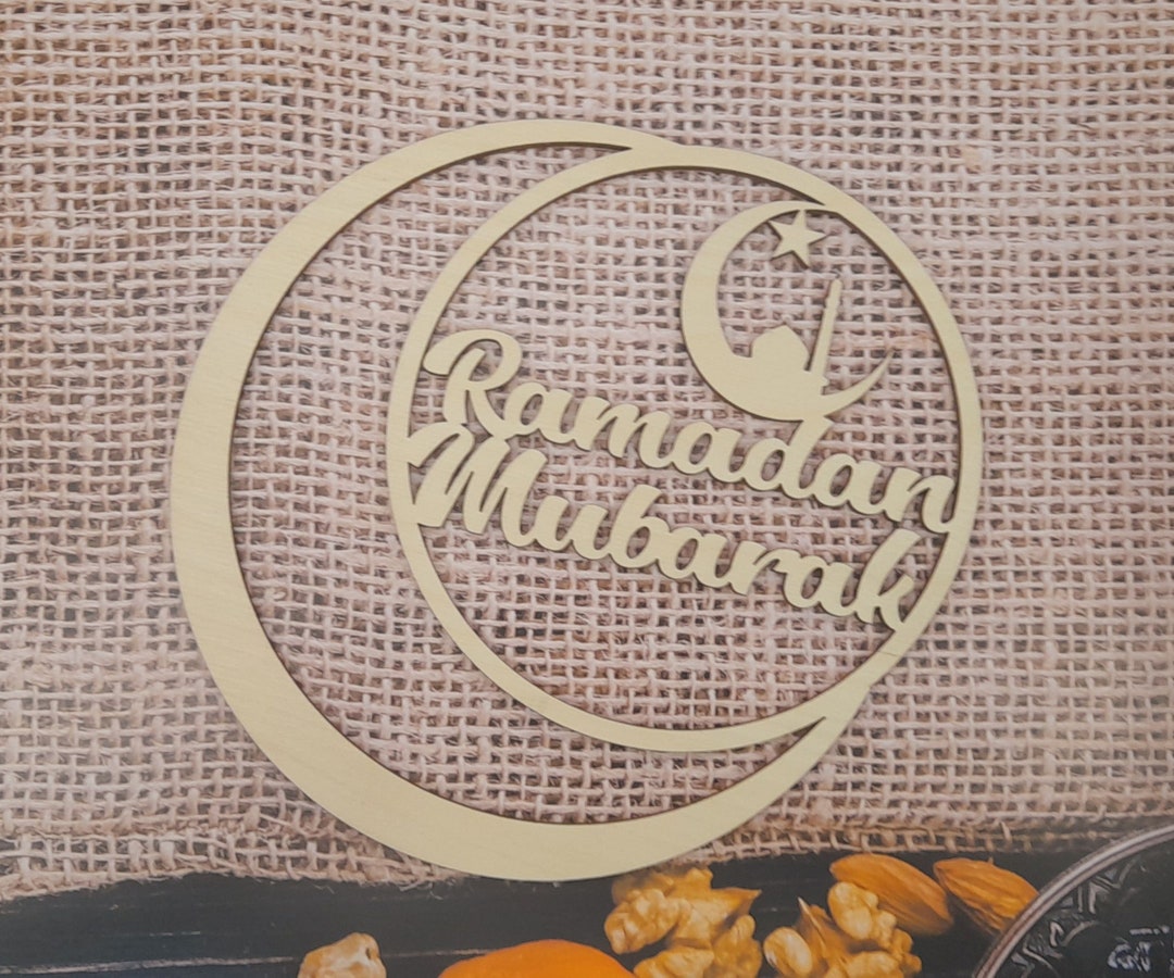 Ring With Moon for Ramadan Ramadan Mubarak Made of Wooden Shield Wooden ...