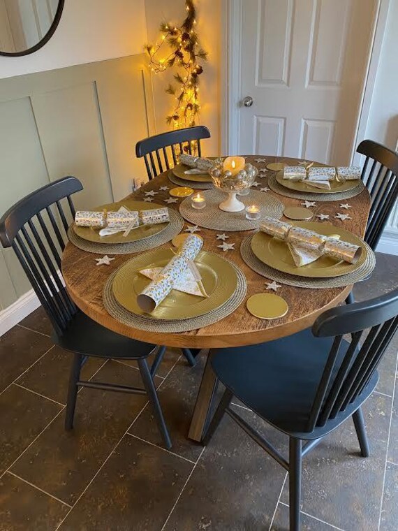 Extra Chunky Extending Round Rustic Central Leg Dining Table Etsy