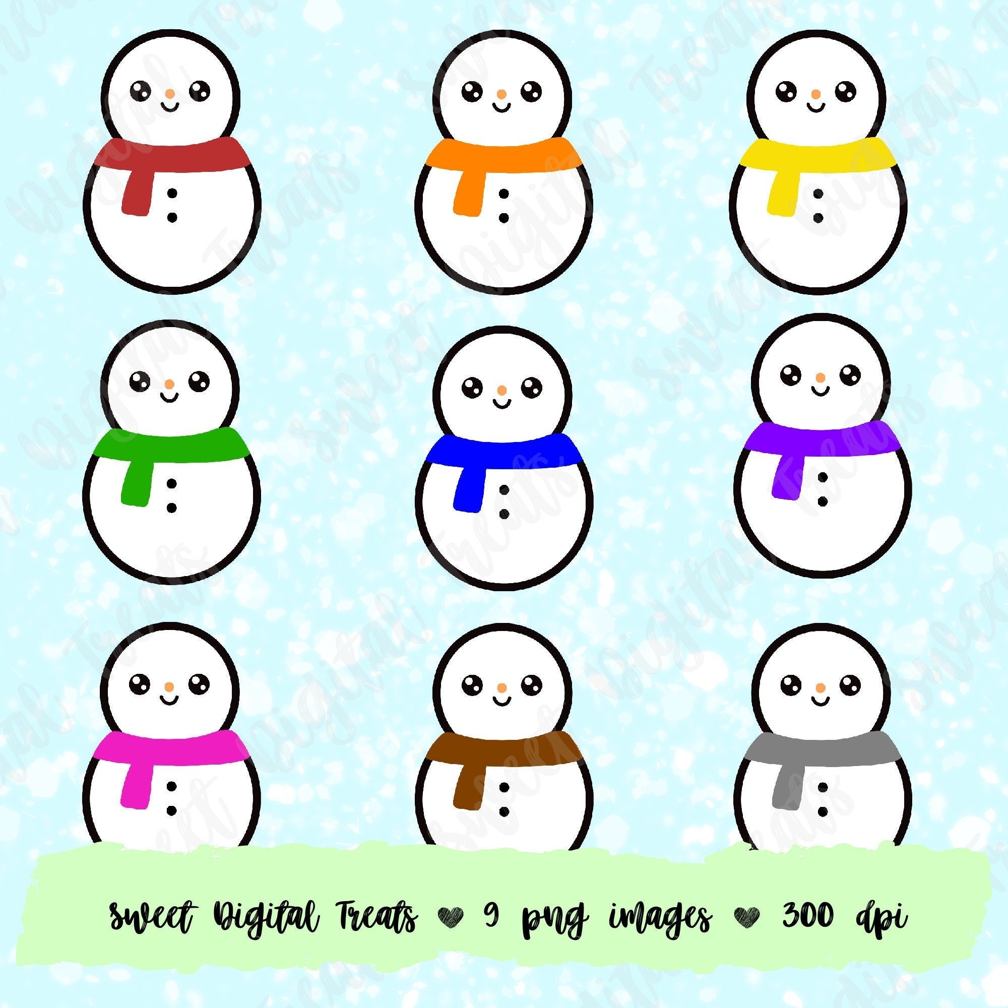 Cute Snowman Clip Art - DIGITAL DOWNLOAD - Etsy