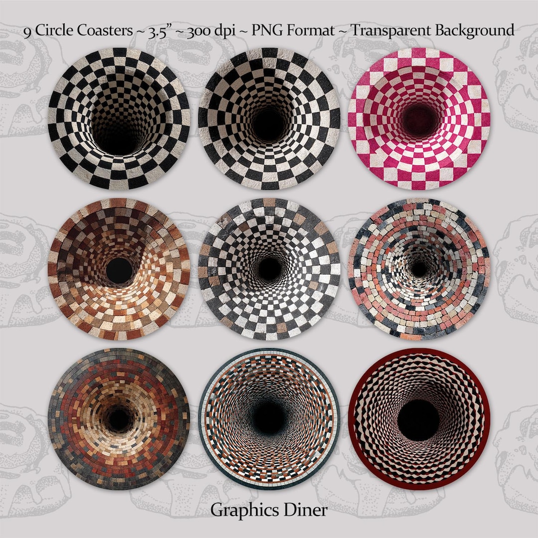 Optical Illusion Car Coaster PNG Designs: Sublimation Art (set of 9) - Etsy