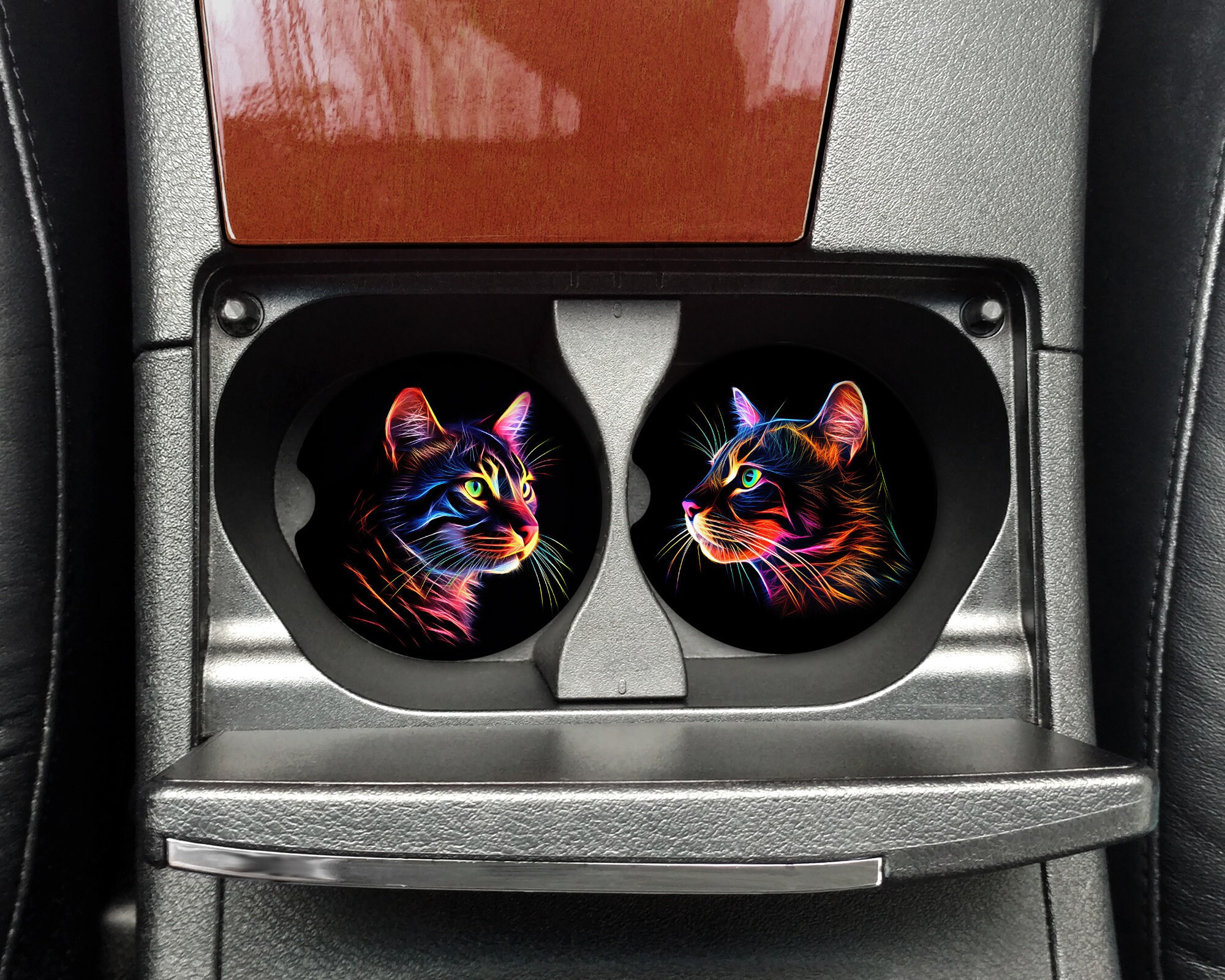 Neon Cat Car Coaster Sublimation Designs 300 Dpi Transparent Background ...