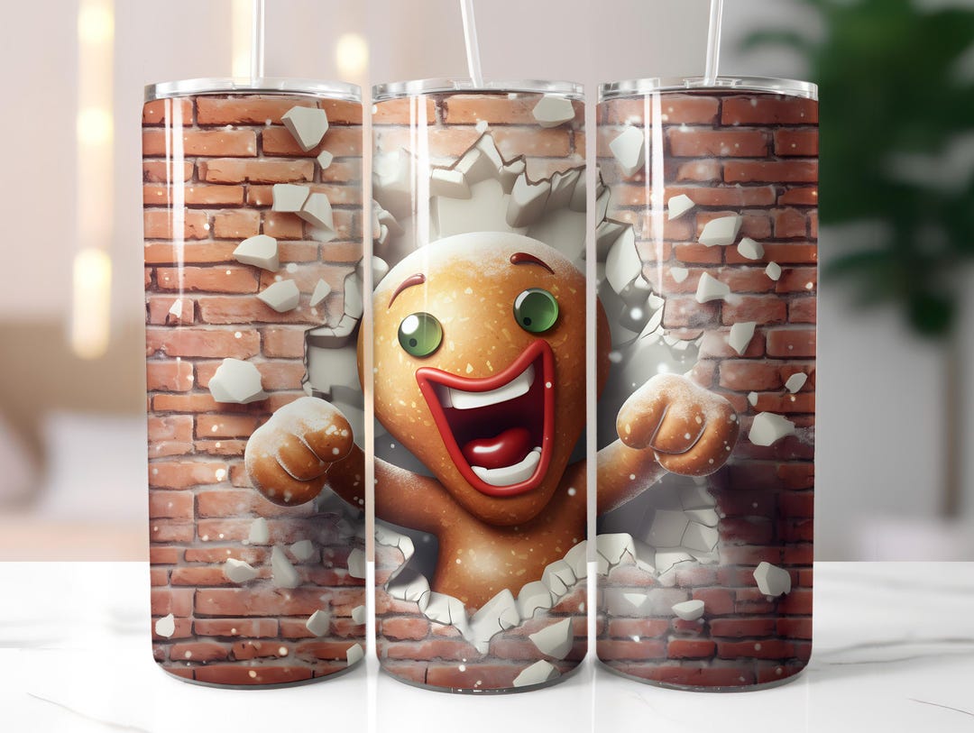 3D Busting Out Gingerbread Man 20 Oz Seamless Tumbler Wrap Sublimation ...