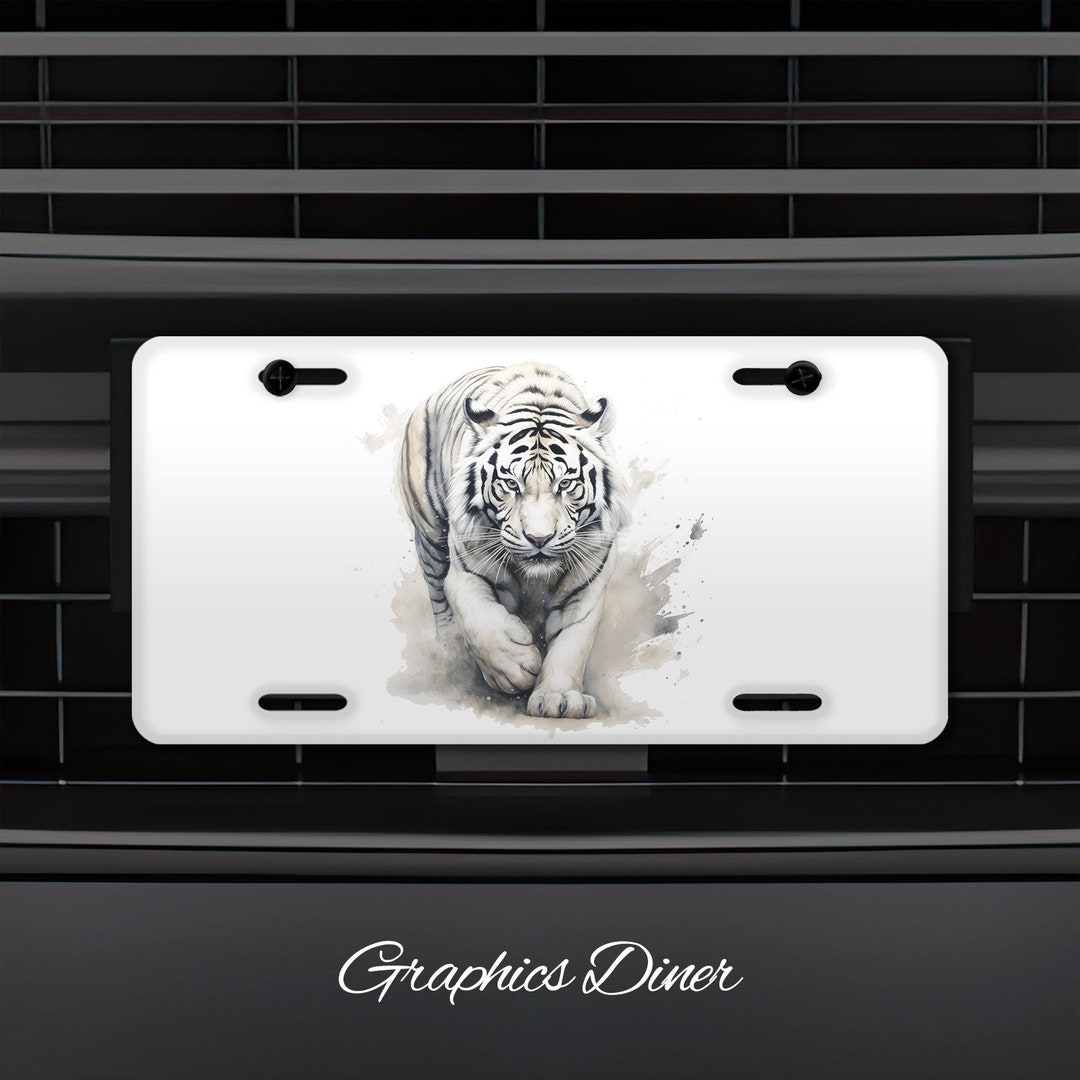 White Tiger on the Prowl License Plate Sublimation Design 12x6 Inch 300 ...