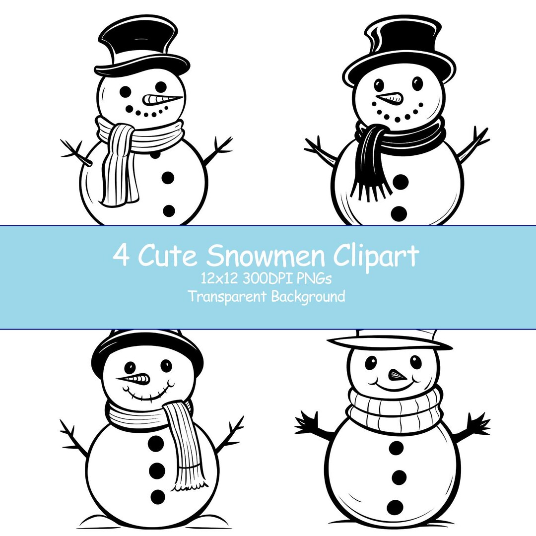 Cute Snowmen PNG Clipart Set Christmas PNG Set Christmas Snowmen Set of ...