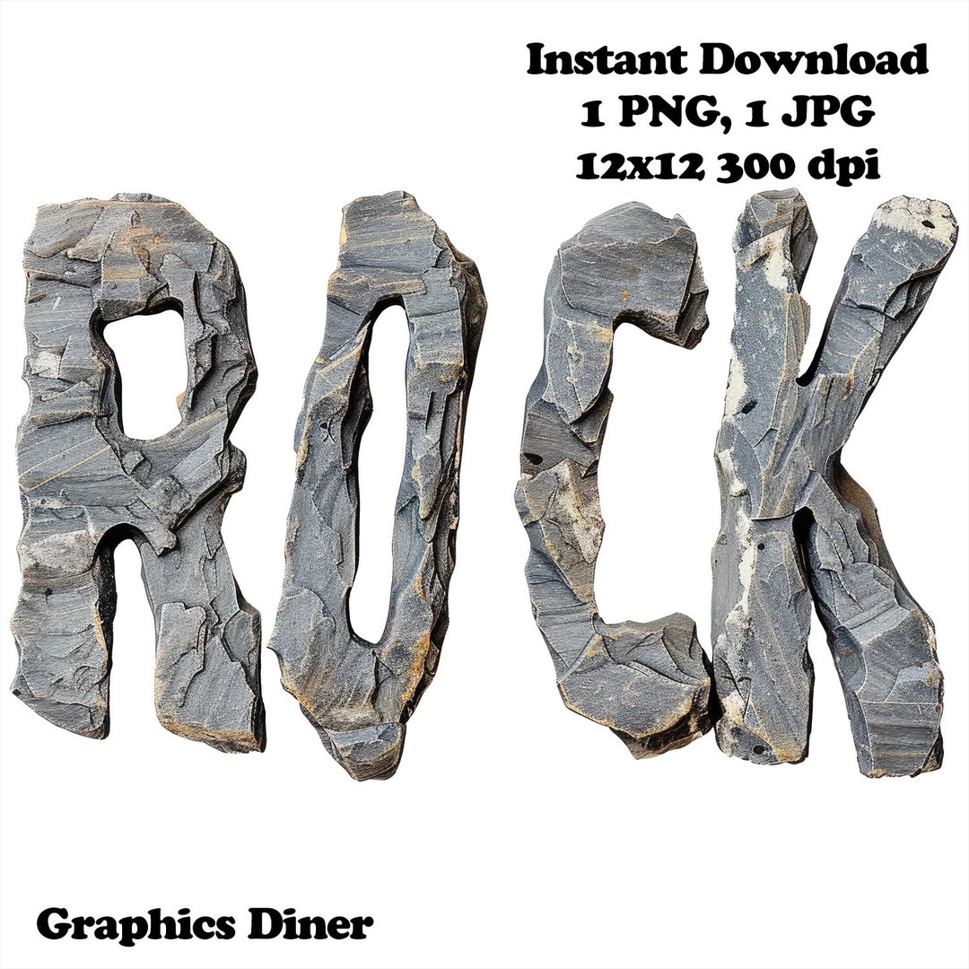 Rock Word Clip Art Sublimation PNG Commercial Use Word Sublimation Rock ...