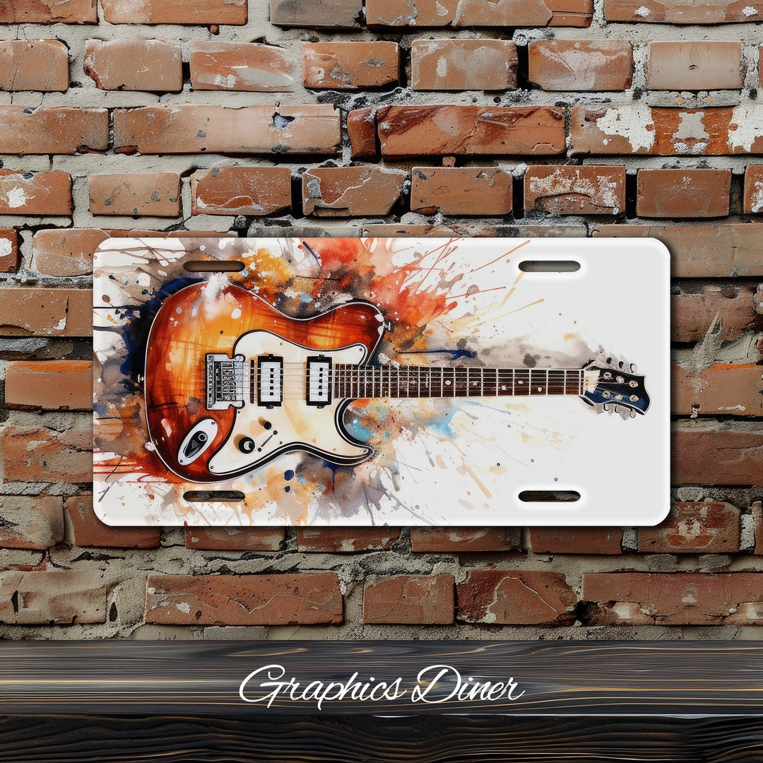 Guitar License Plate Sublimation Design 12x6 Inch 300 DPI PNG Guitar ...