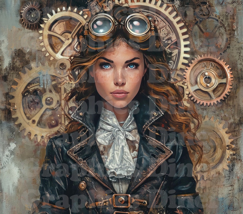 Steampunk Female Engineer and Gears 20 Oz Tumbler Wrap Seamless ...