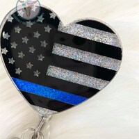 Back the Blue Badge Reel | Blue Line Badge Reel | Glitter Badge Reel ...