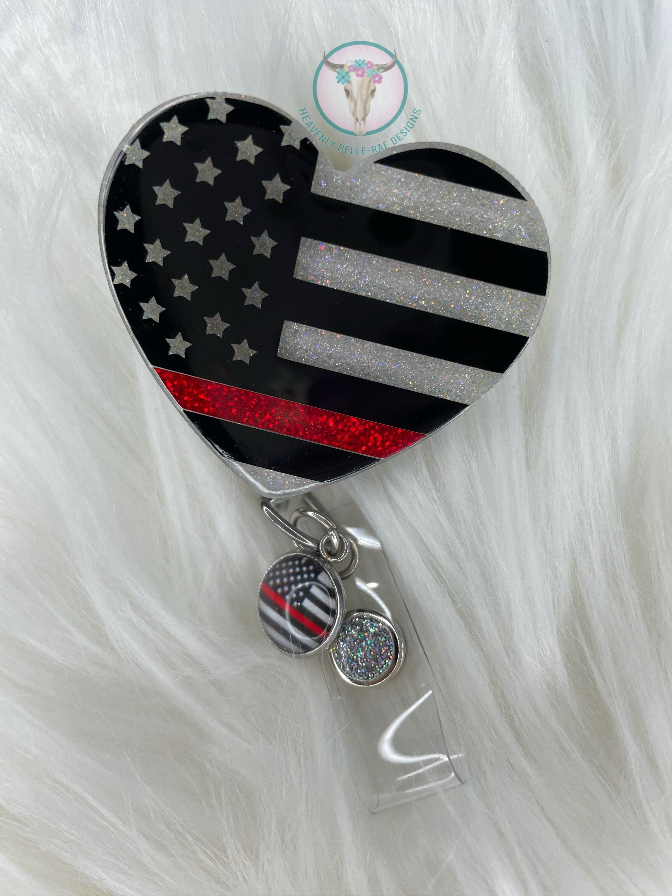 Thin Red Line Badge Reel First Responder Badge Reel - Etsy