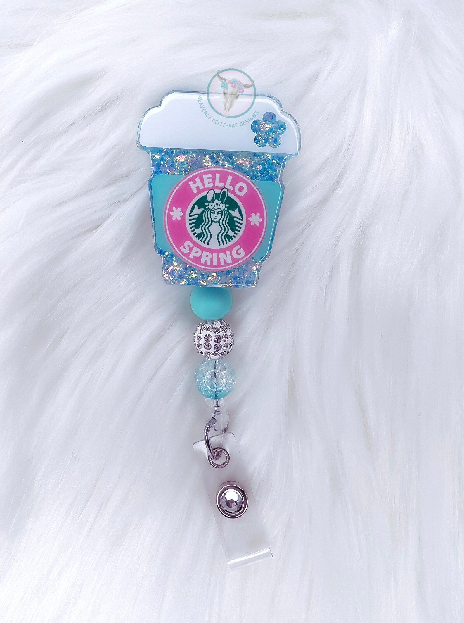 Spring Badge Reel/ Easter Badge Reel/ Coffee Badge Reel - Etsy