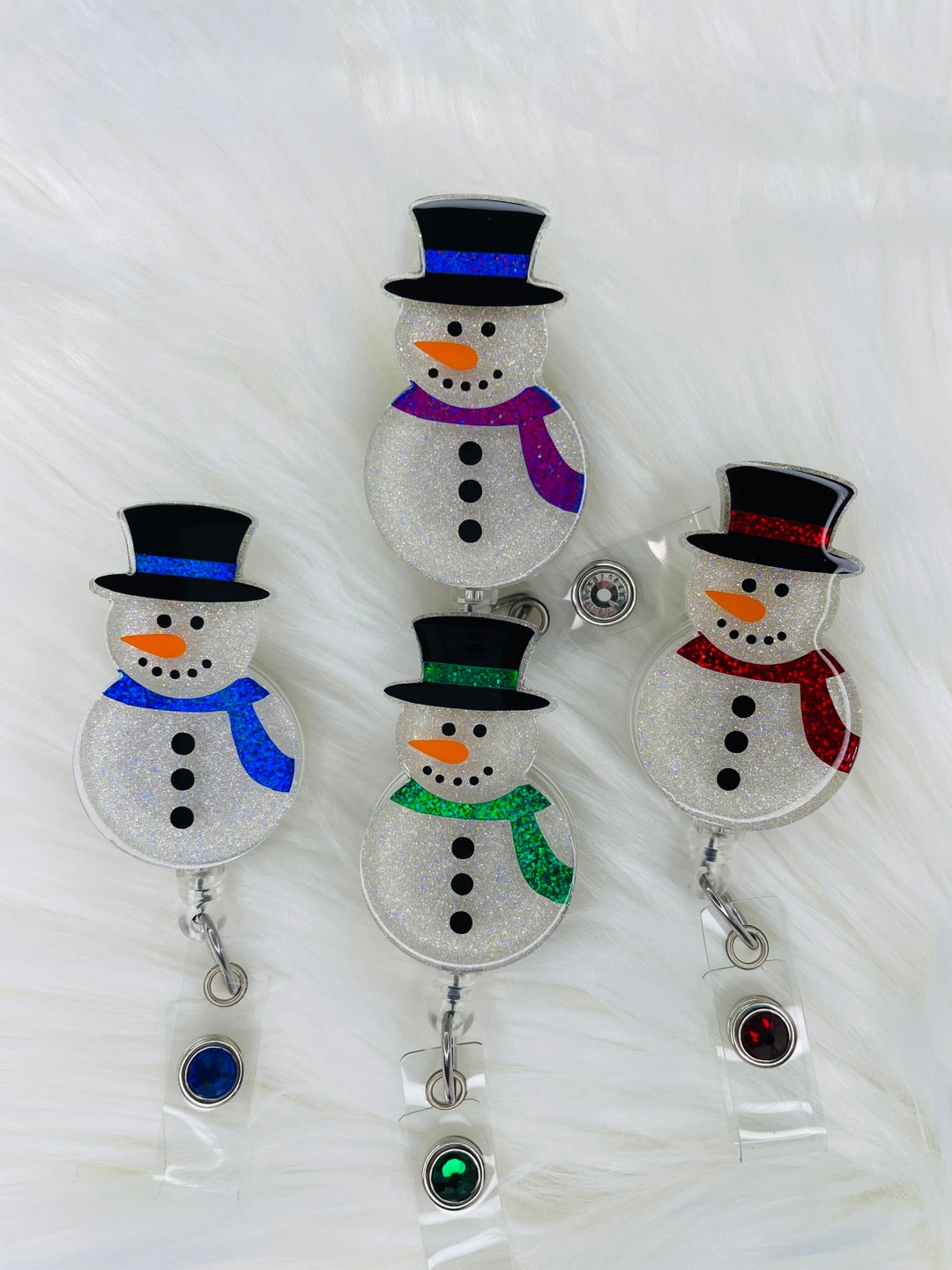 Snowman Badge Reel/ Christmas Badge Reel/ Holiday Badge Reel - Etsy