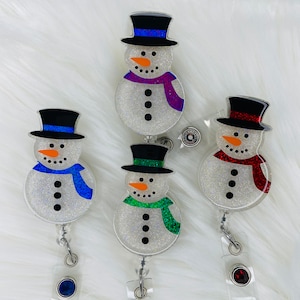 Snowman Badge Reel/ Christmas Badge Reel/ Holiday Badge Reel - Etsy
