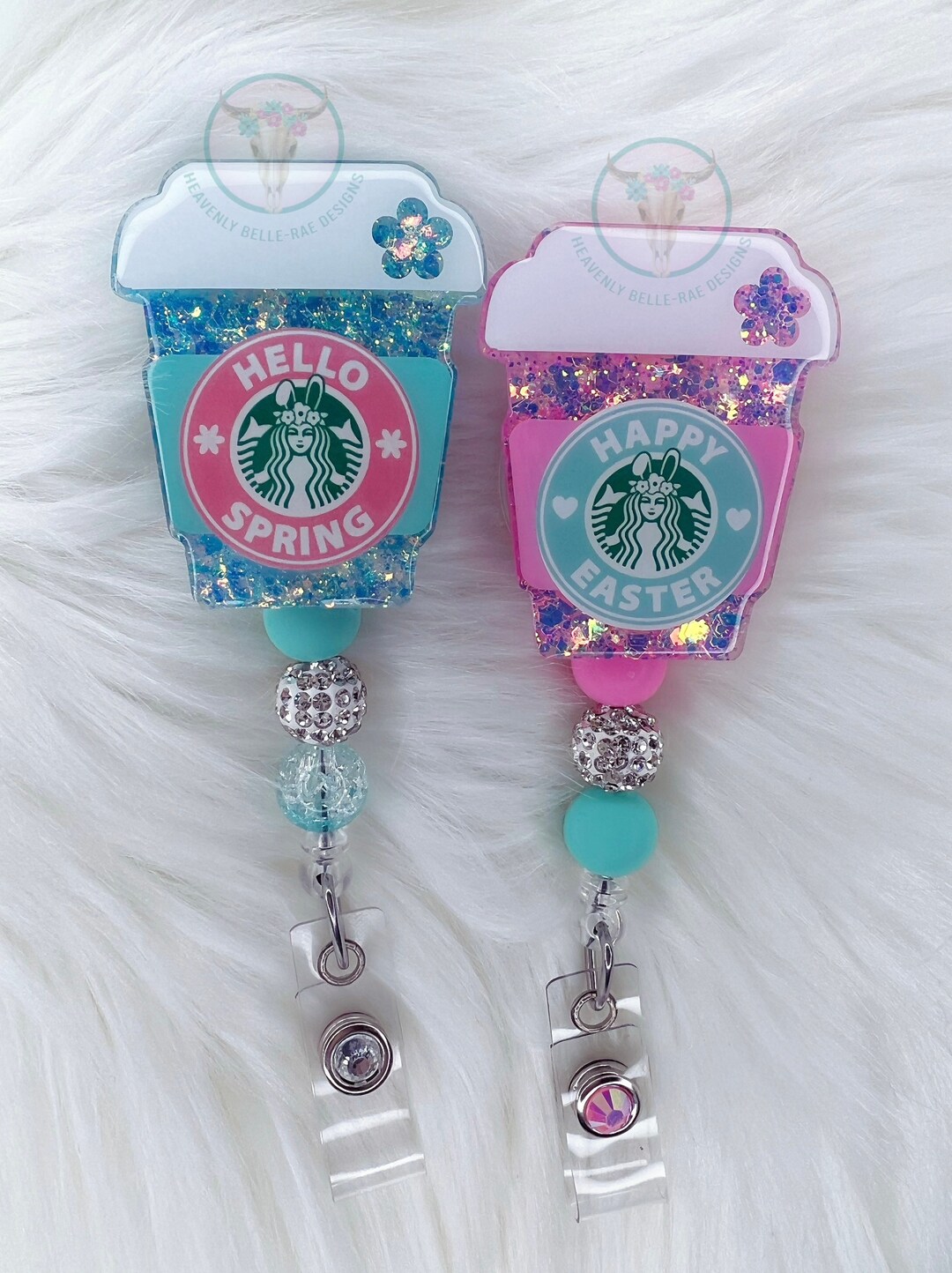 Spring Badge Reel/ Easter Badge Reel/ Coffee Badge Reel - Etsy