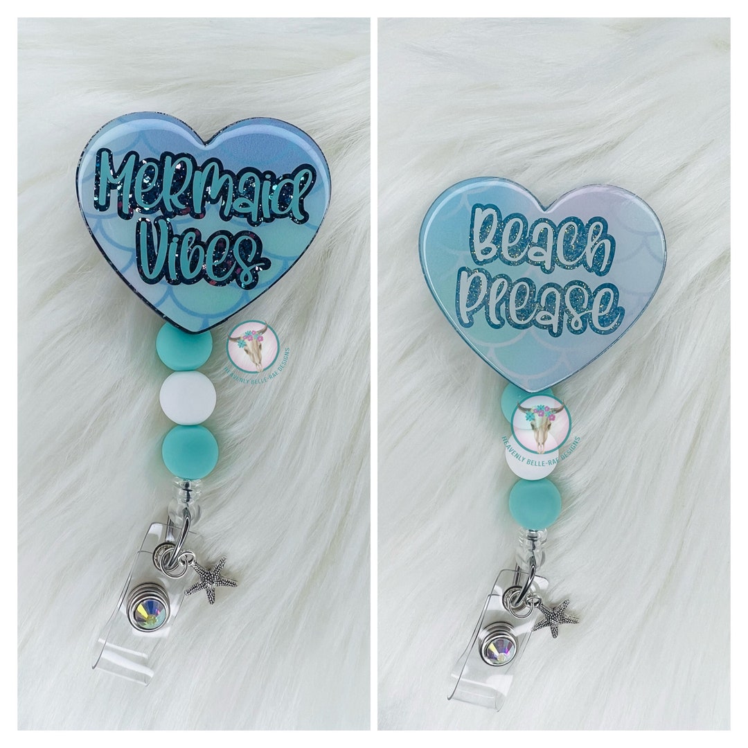 Beach Please Badge Reel/ Mermaid Vibes Badge Reel/ Summer Badge Reel - Etsy