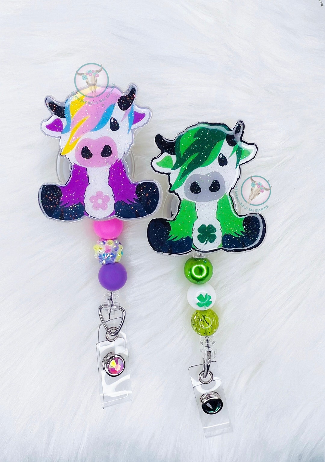 St Patrick's Day Badge Reel/ Spring Badge Reel/ Highland Cow Badge Reel ...