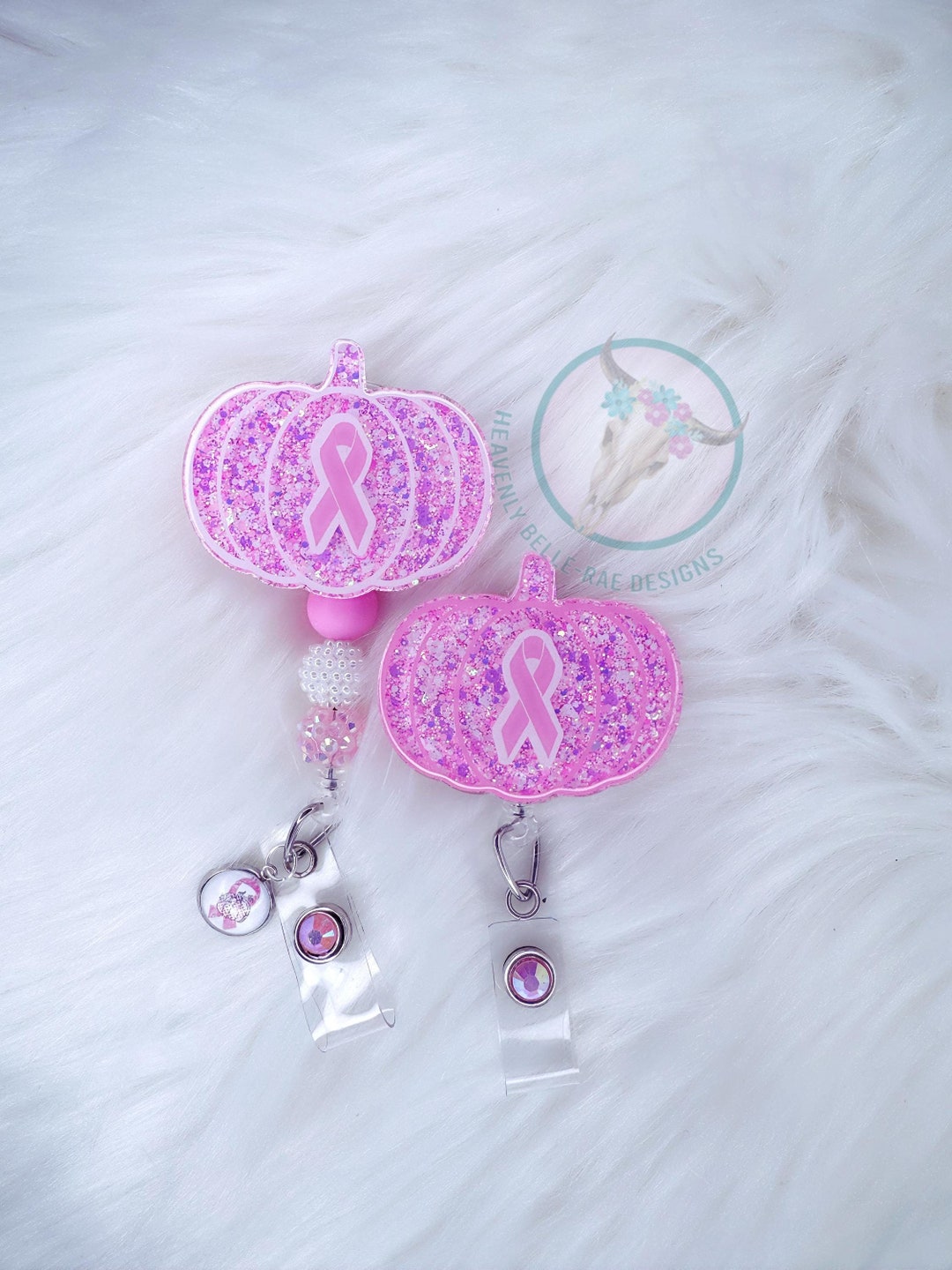 Breast Cancer Badge Reel/ October Badge Reel/ Pumpkin Badge Reel - Etsy