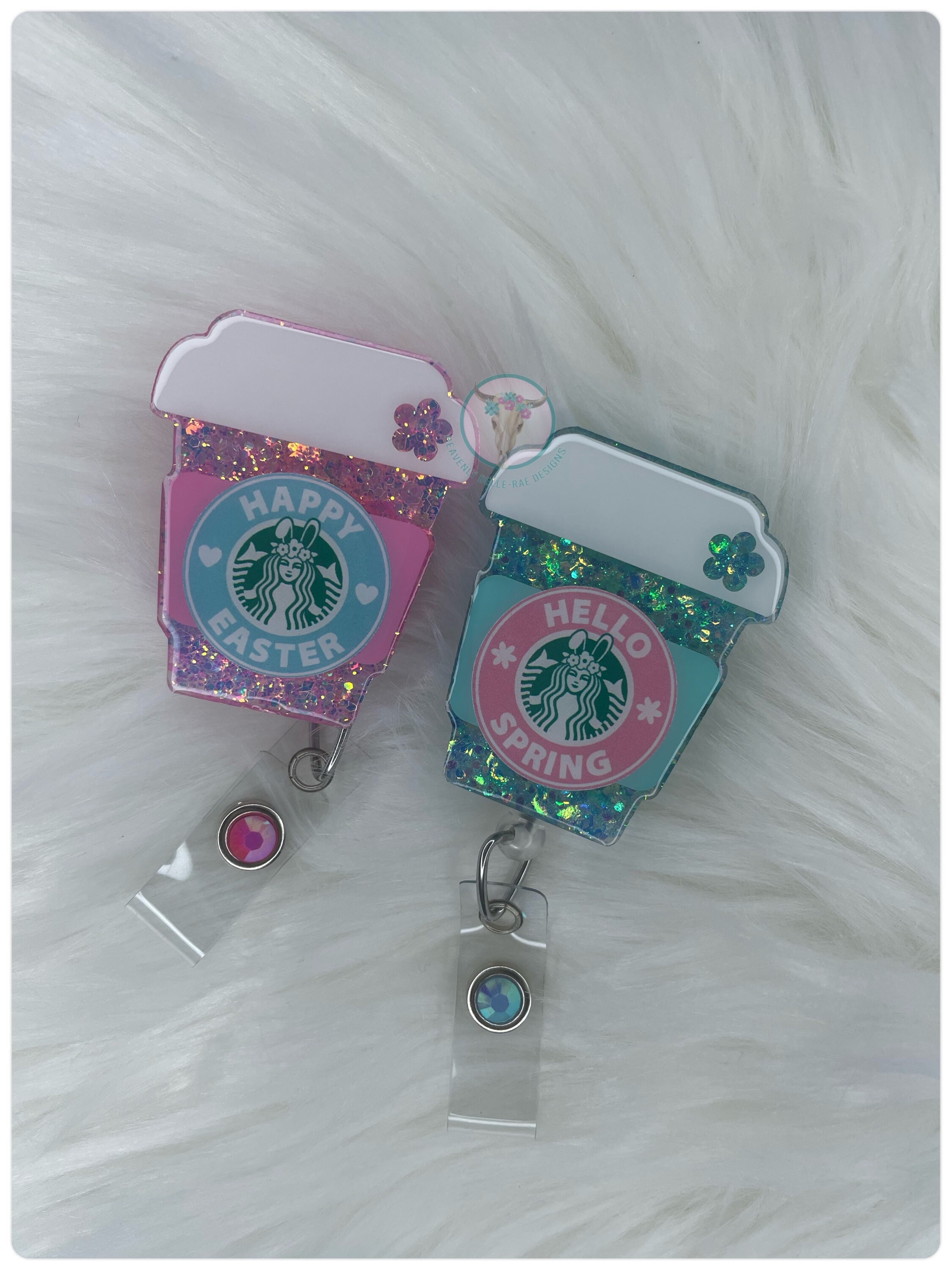 Spring Badge Reel/ Easter Badge Reel/ Coffee Badge Reel - Etsy