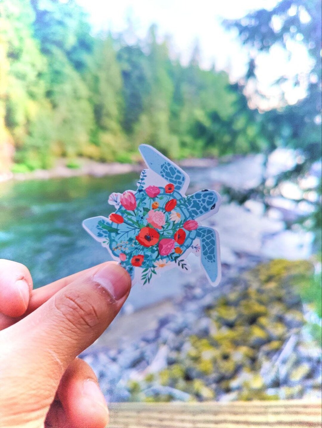 Sea Turtle With Flowers Sticker | Succulent Turtle | VSCO Girl | Nature ...