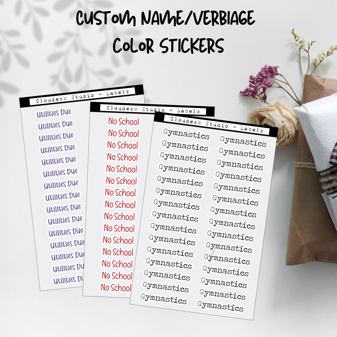 Custom Name Stickers in Color | Planner and Journal Sticker Set ...