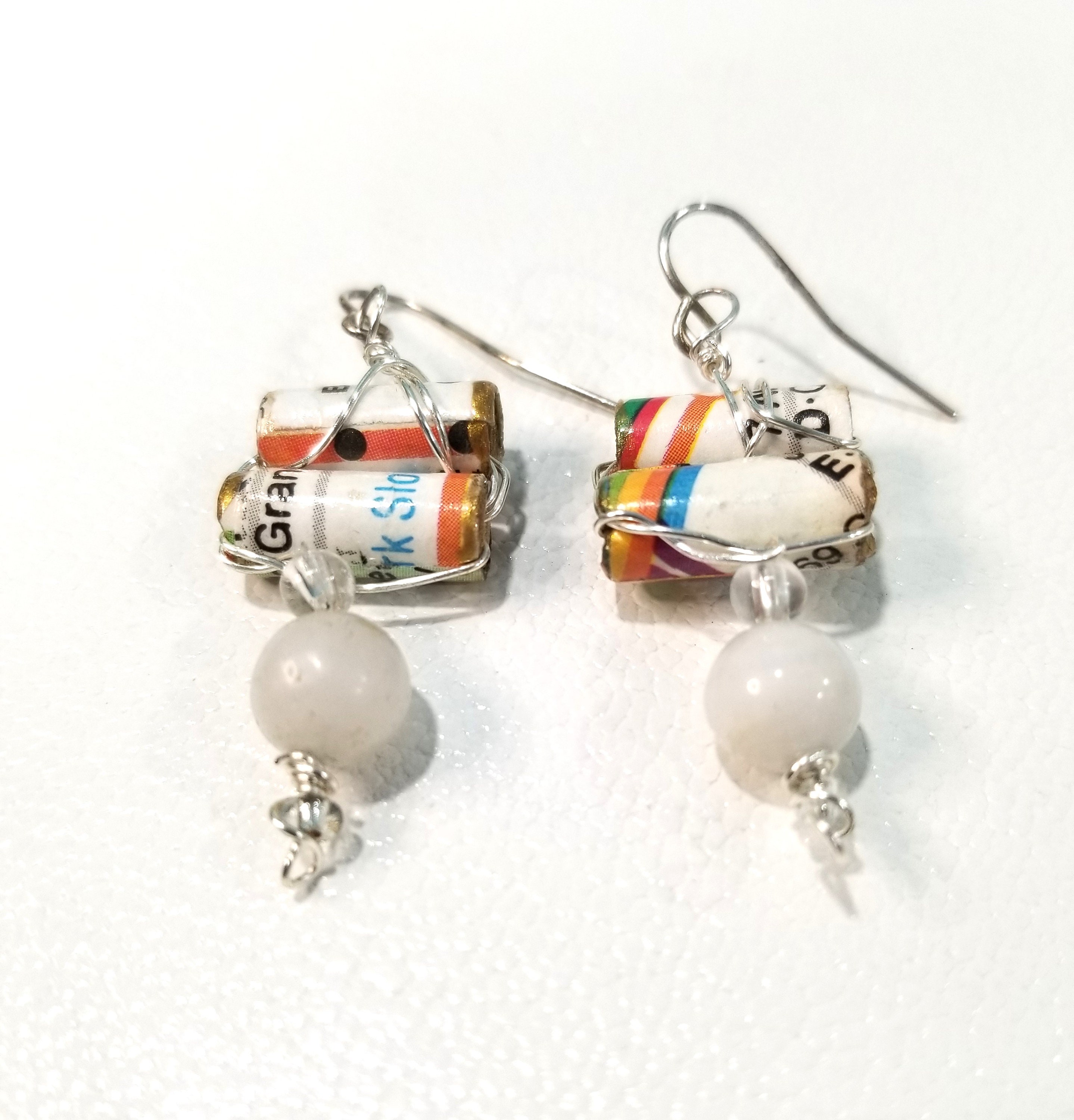 Upcycled Subway Map Paper Bead Drop Earrings Vintage Map - Etsy