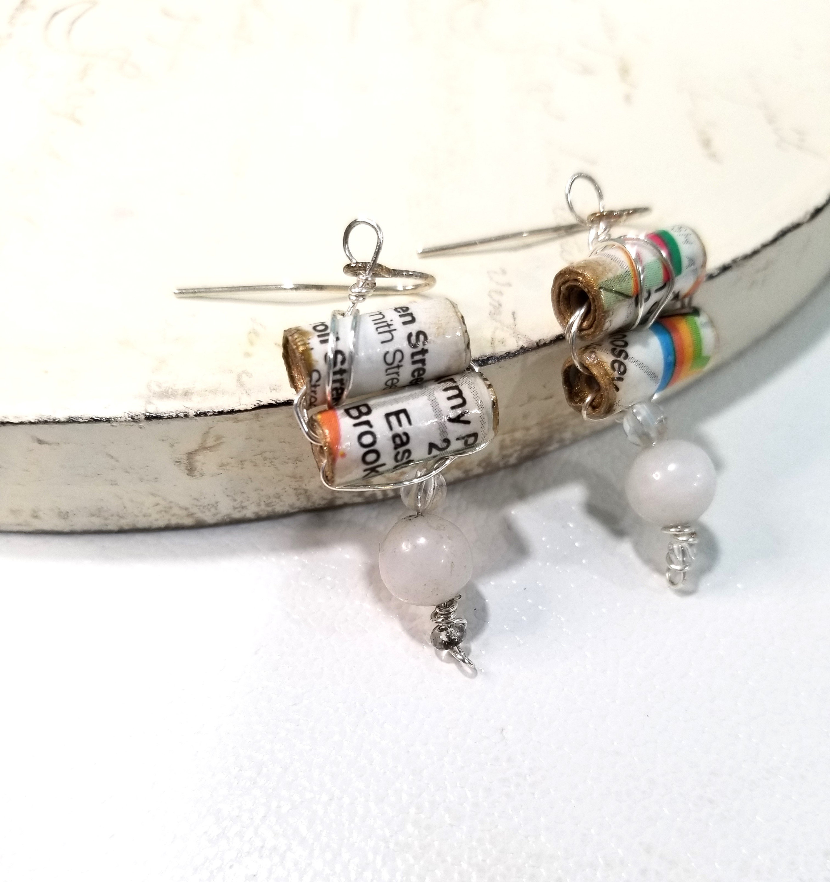 Upcycled Subway Map Paper Bead Drop Earrings Vintage Map - Etsy