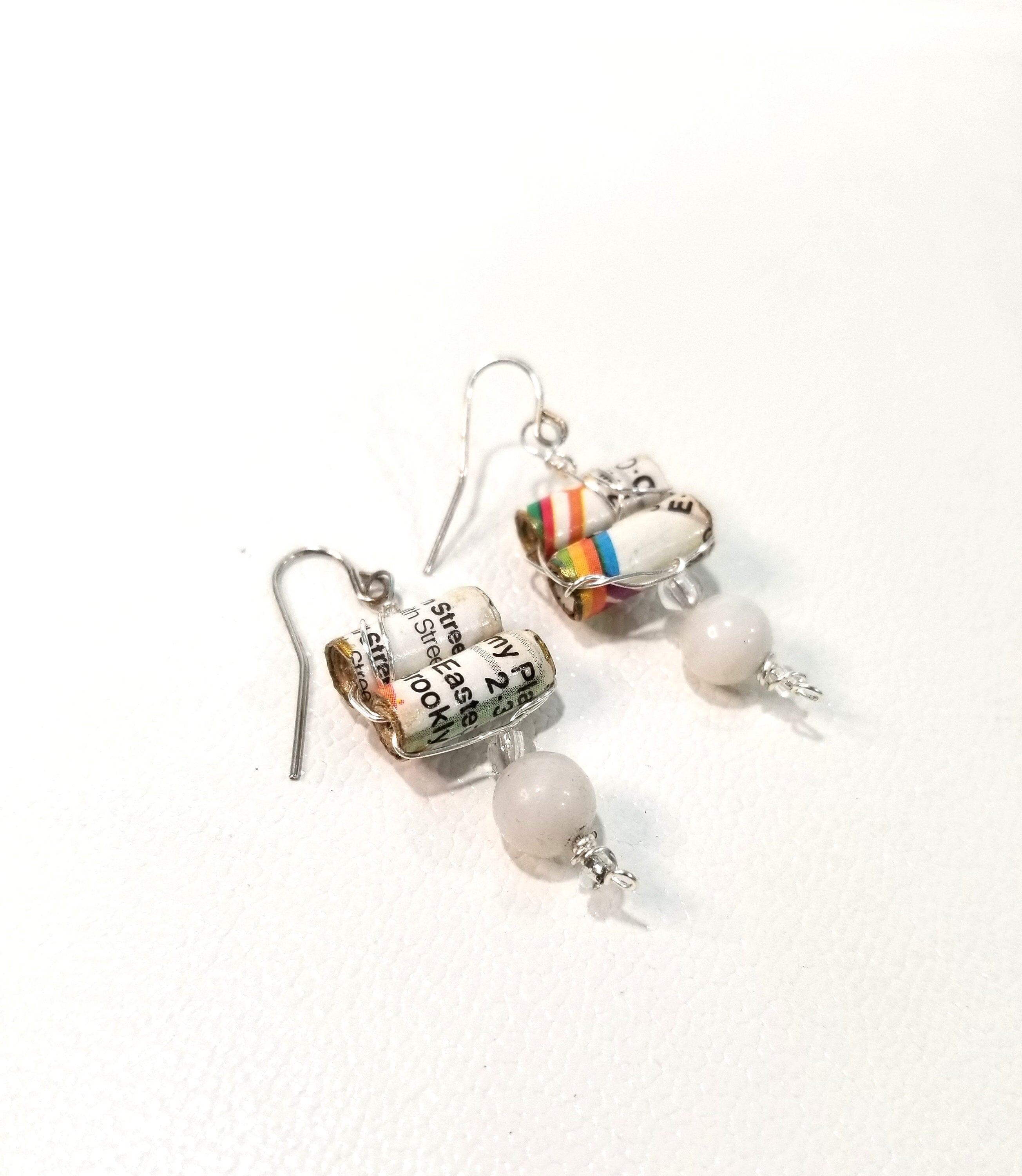 Upcycled Subway Map Paper Bead Drop Earrings Vintage Map - Etsy