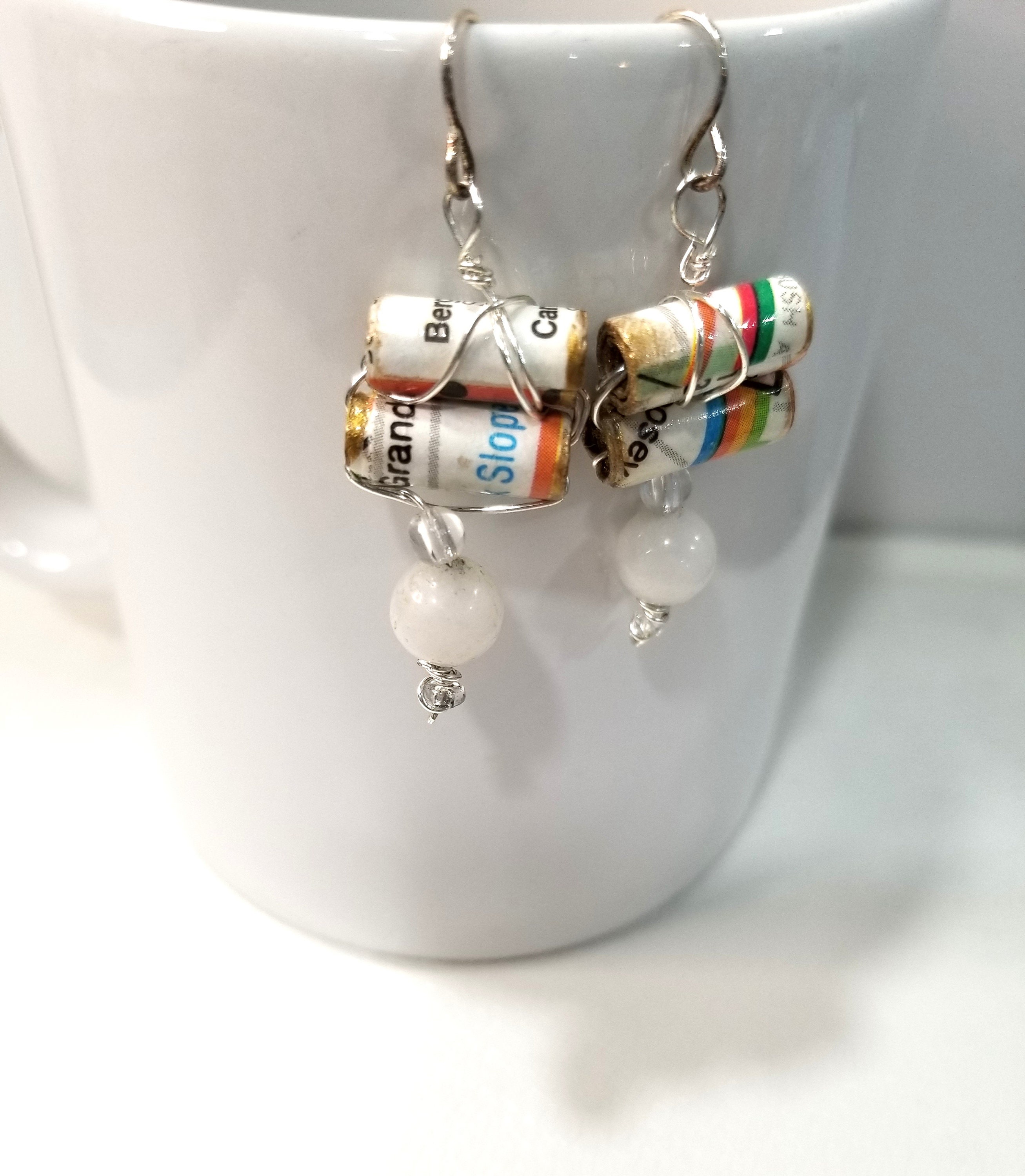 Upcycled Subway Map Paper Bead Drop Earrings Vintage Map - Etsy