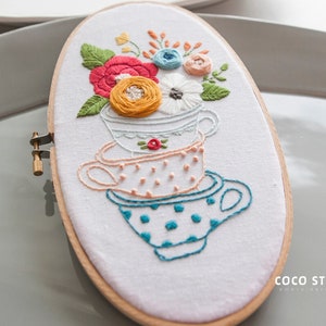 Hand Embroidery PDF Pattern-teacup Ensemble - Etsy Canada