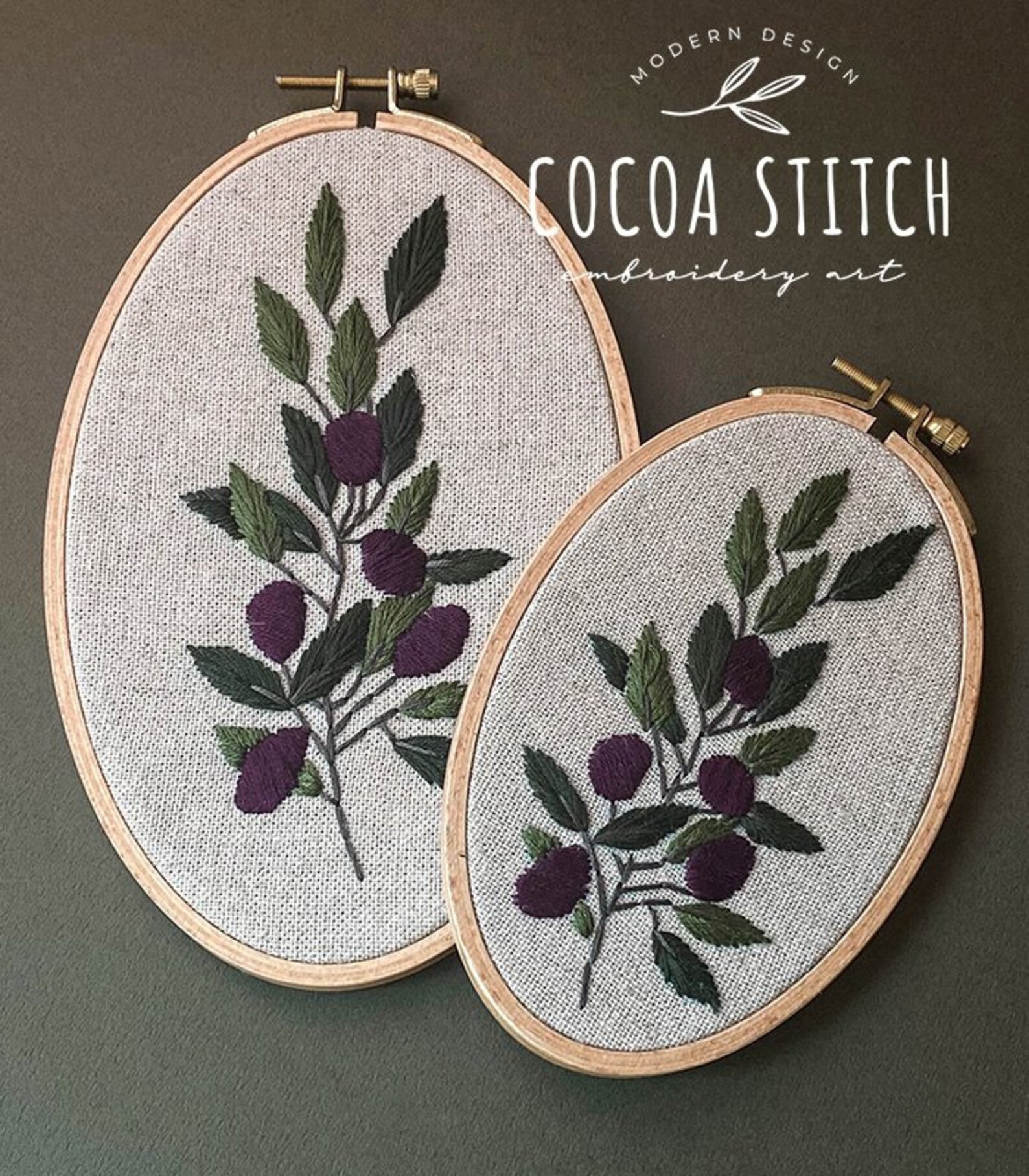 6 8 Olive Branch Set Hand Embroidery PDF Pattern - Etsy