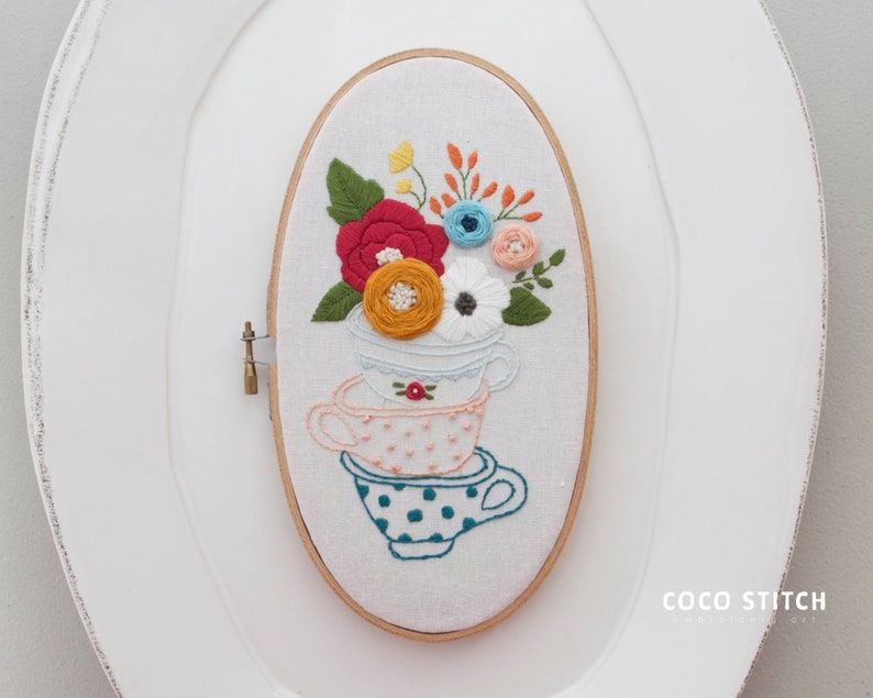 Hand Embroidery PDF Pattern-teacup Ensemble - Etsy Canada