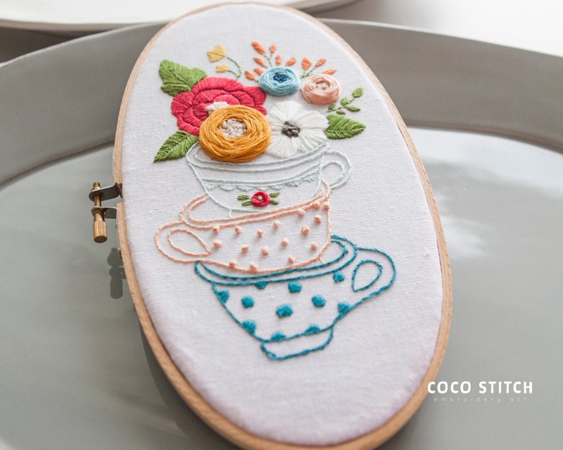 Hand Embroidery PDF Pattern-teacup Ensemble - Etsy Canada