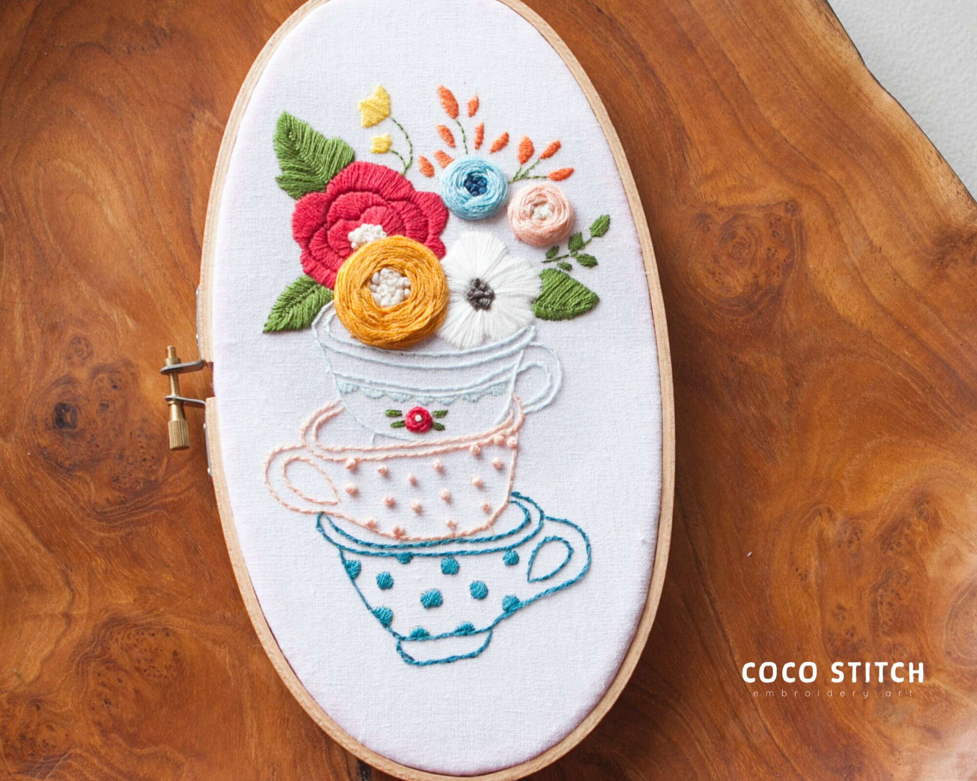 Hand Embroidery PDF Pattern-teacup Ensemble - Etsy Canada