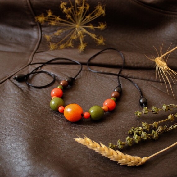 Short Fall Color Necklace for Women. Handmade Jewelry for Her. - Etsy