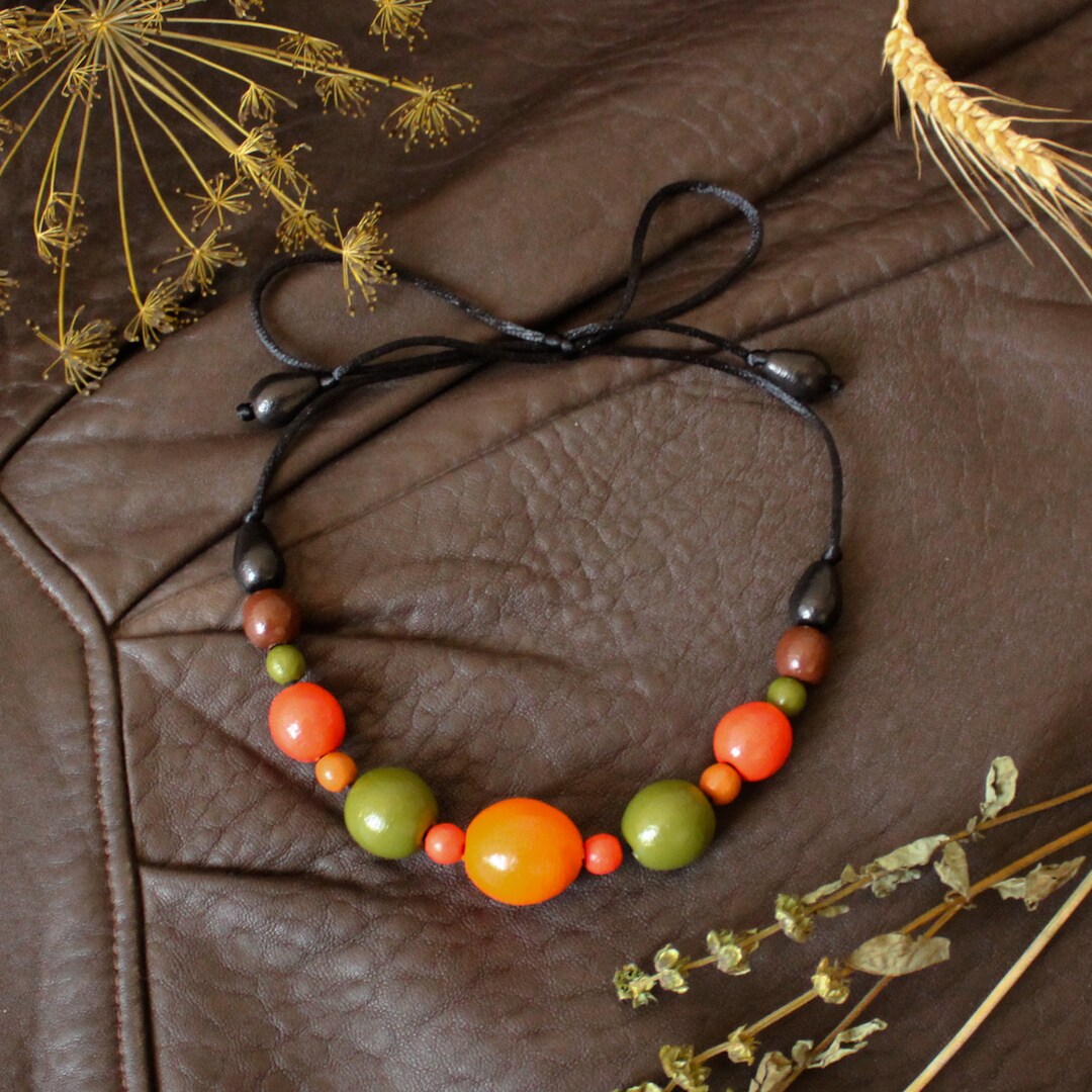 Short Fall Color Necklace for Women. Handmade Jewelry for Her. - Etsy